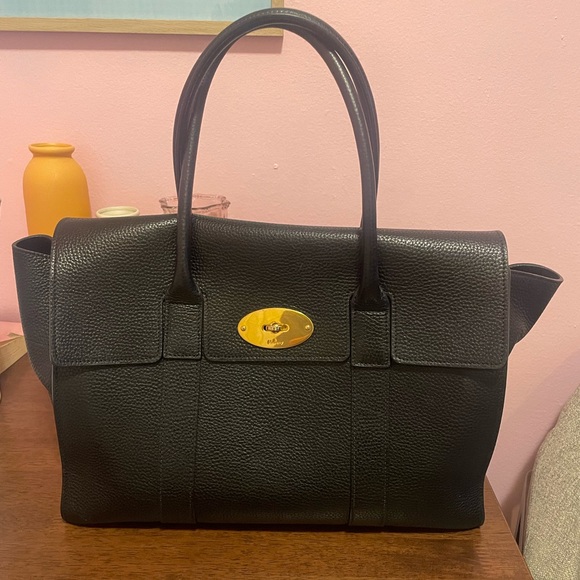 Mulberry | Bags | Vintage Mulberry Black Leather Bayswater With Gold ...